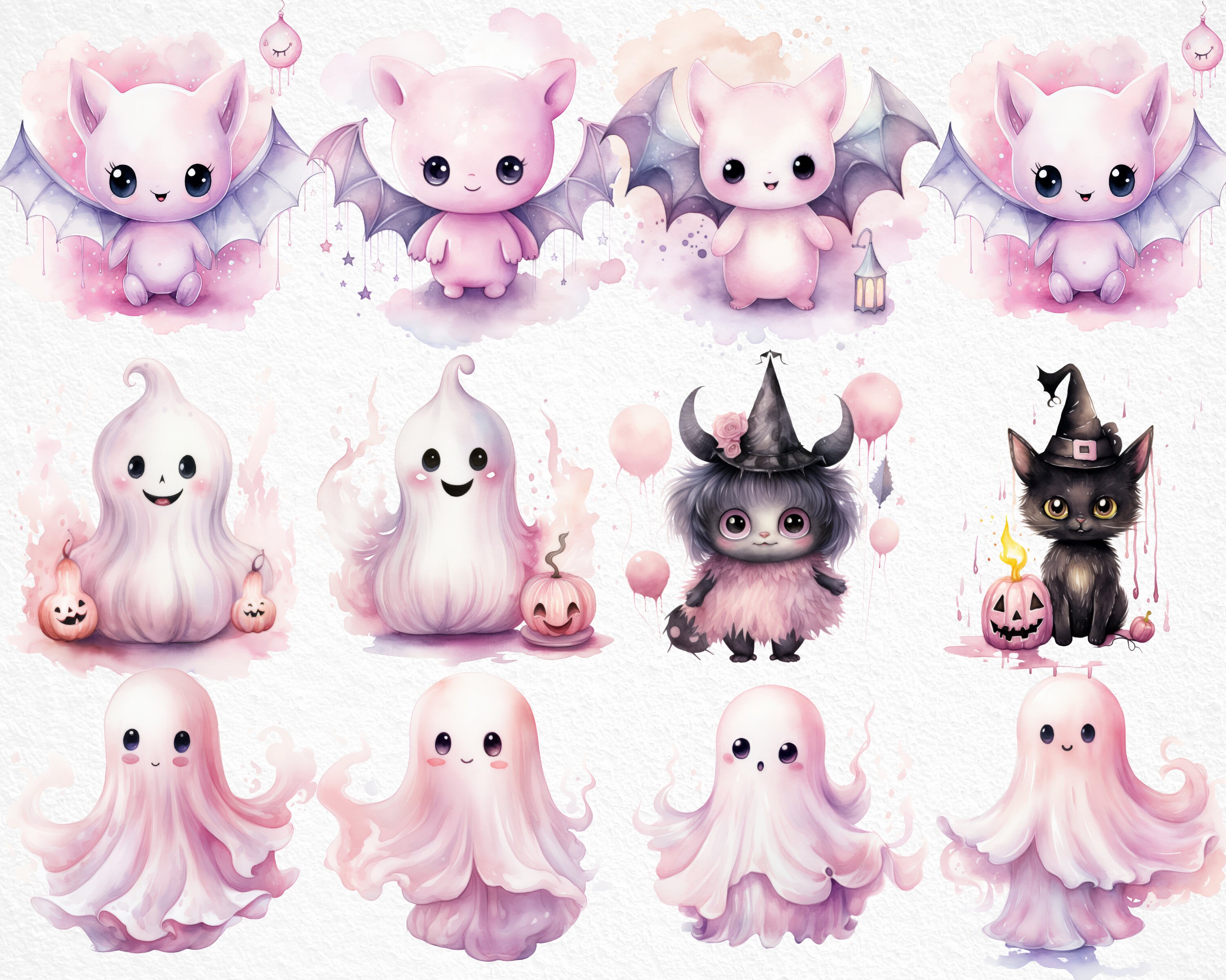 Watercolor Pastel Halloween Clipart, Pasteloween Clipart, Cute Pastel ...