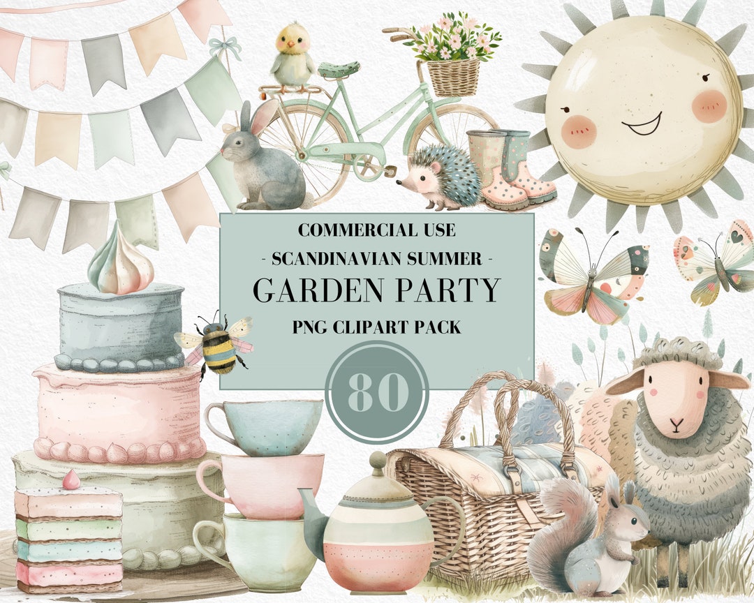 Watercolor Garden Tea Party Clipart, Easter Clipart, Spring, Summer ...