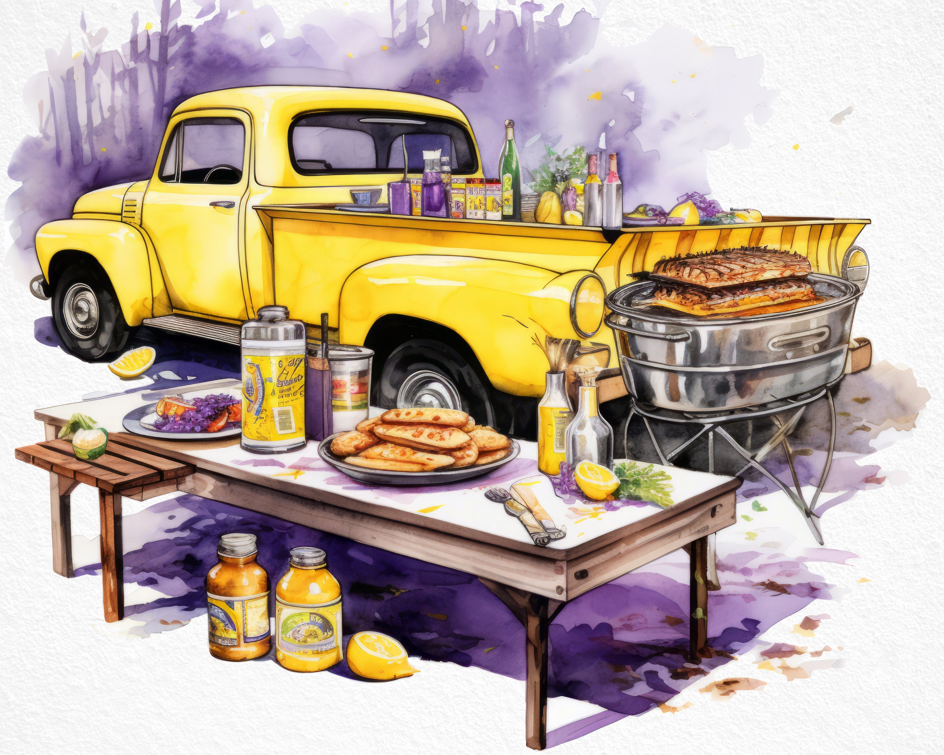 Watercolor Football Tailgate Clipart, Tailgate and Celebrate, Tailgate ...