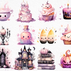 Watercolor Pastel Halloween Clipart, Pasteloween Clipart, Cute Pastel ...