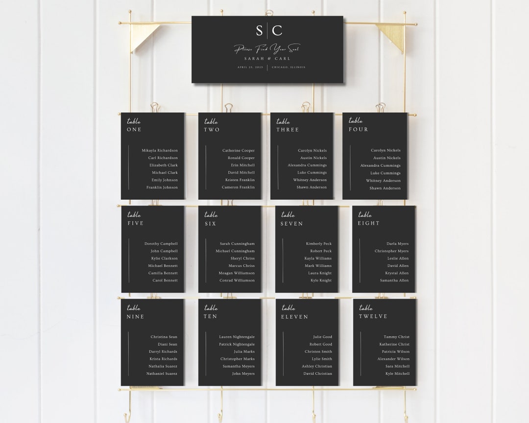 Seating Chart Template Editable Seating Chart Printable - Etsy Australia