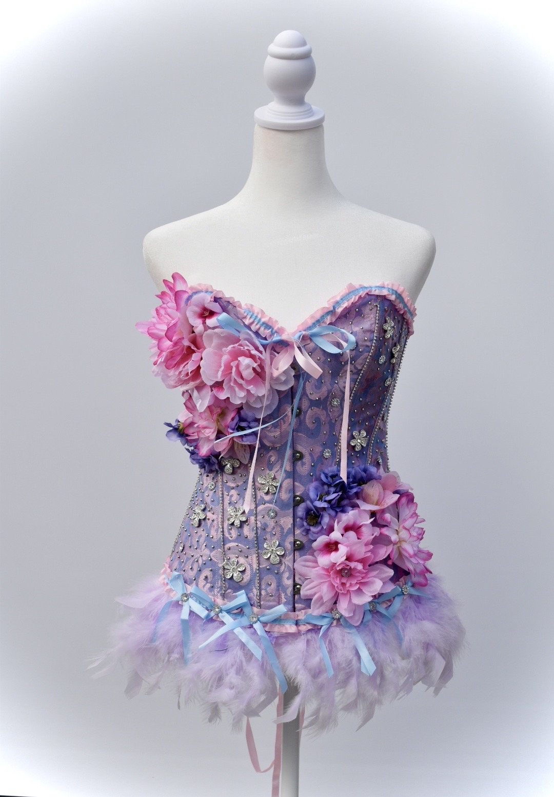 Lilac Pink Corset Unique Bespoke Custom Corset With Flowers and ...