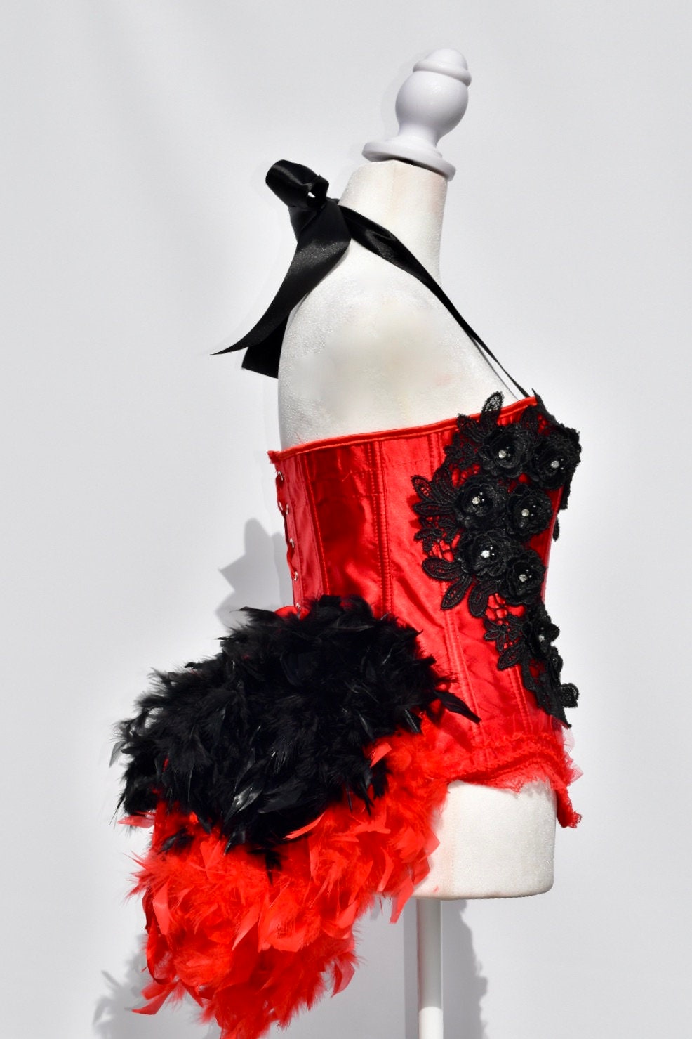 Corset Red Custom Made Corset Bespoke Heart Moulin Rouge Cancan Costume ...