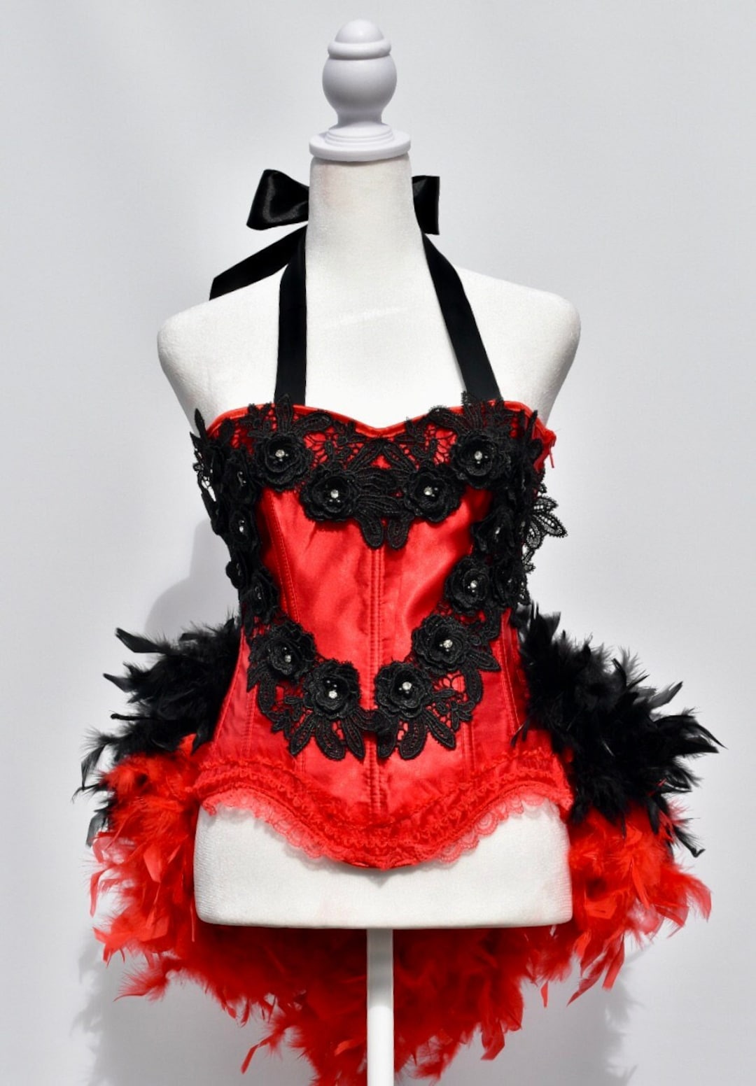 Corset Red Custom Made Corset Bespoke Heart Moulin Rouge Cancan Costume ...