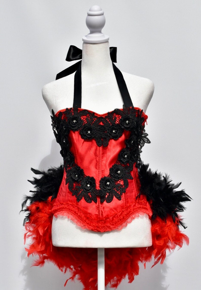 Corset Red Custom Made Corset Bespoke Heart Moulin Rouge Cancan Costume ...