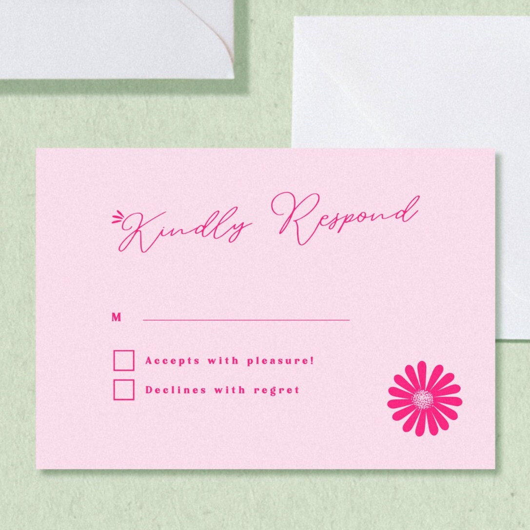 Bright & Colorful Pink Wedding Invitation Suite | Whimsical Wedding ...