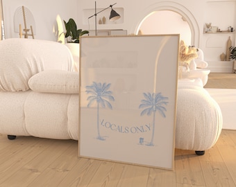 Locals Only Shark Fin Print, Coastal Decor, Funny Ocean Wall Art ...