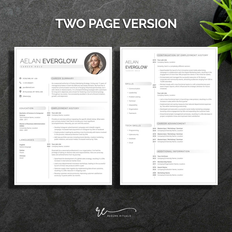 Modern Professional Resume Template 2023 CV & Resume Template for Word ...