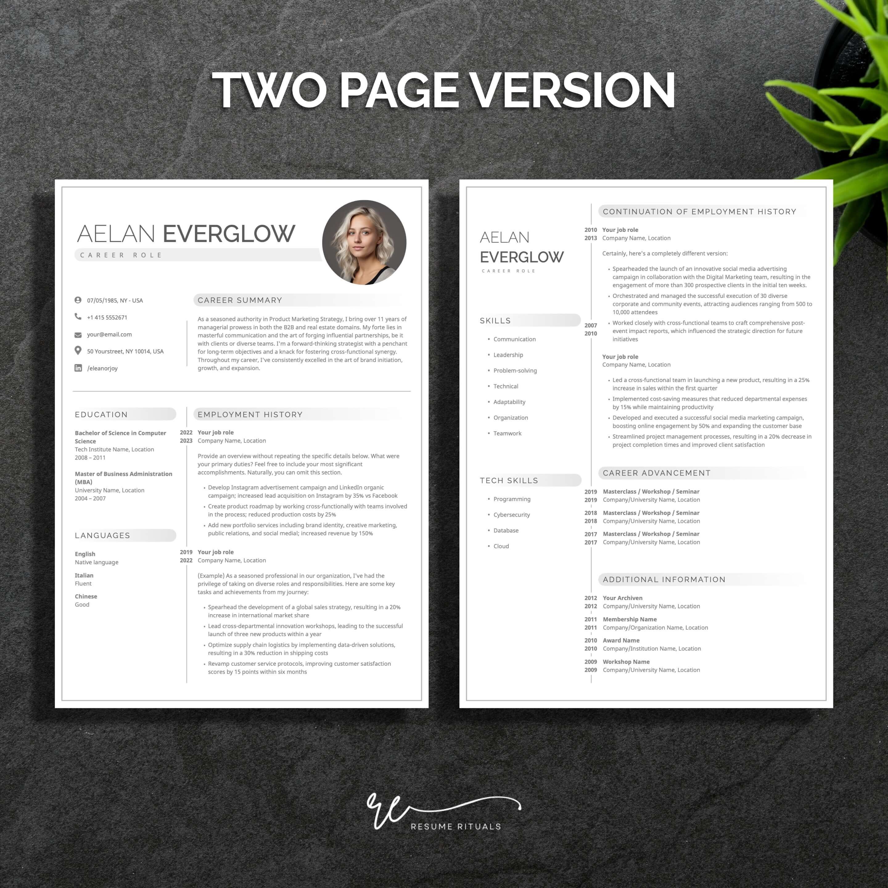 Modern Professional Resume Template 2023 CV & Resume Template for Word ...