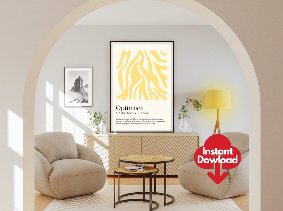 Yellow Retro Optimism Poster | Instant Digital Download | Groovy ...