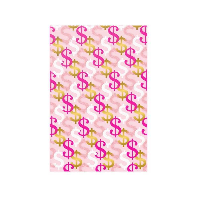 Preppy Pink White Gold Dollar Sign Wall Art | Trendy Prints | College ...