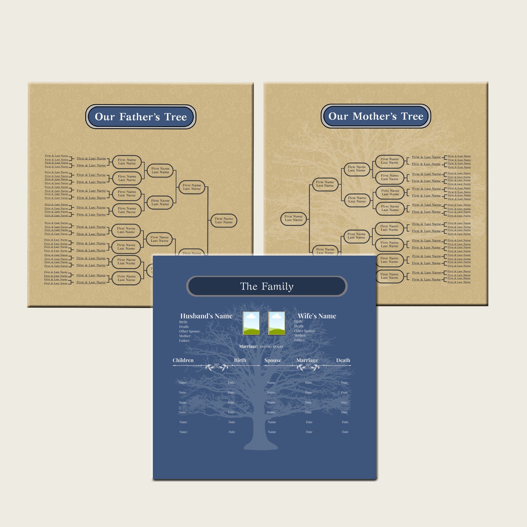 Customizable 6-generation Family Tree / Editable Canva Family Tree / 12 ...
