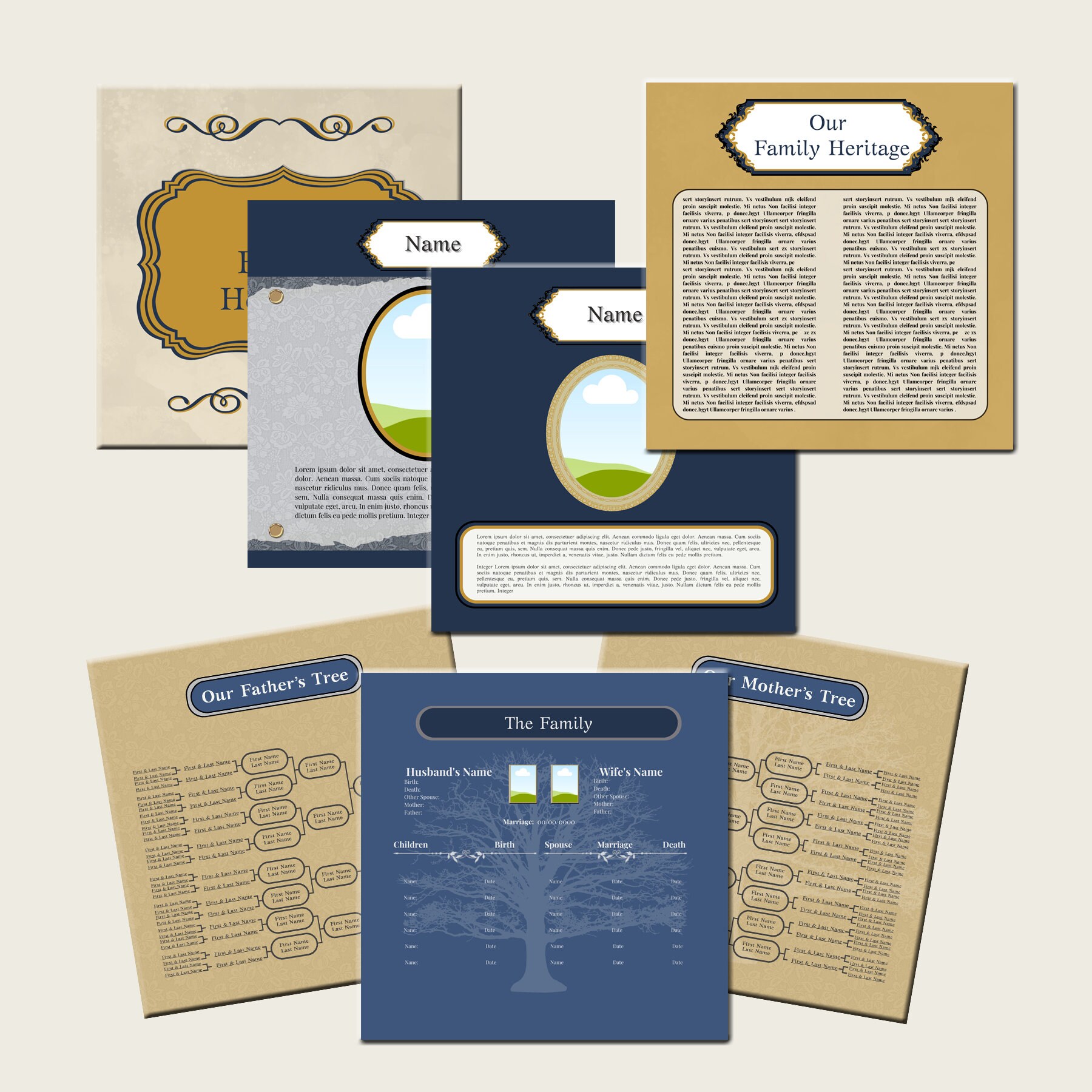 Customizable 6-generation Family Tree / Editable Canva Family Tree / 12 ...
