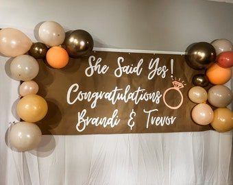 Custom Hand Painted Kraft Paper Banner for Engagement Party, Wedding ...