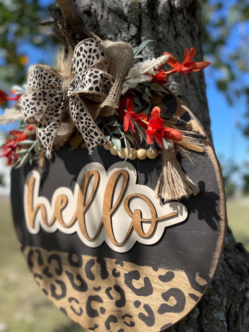 Leopard Door Hanger | Front Door Decor | Leopard Decor | Hello Decor ...