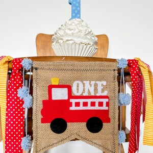 Fire Truck Highchair Banner, First Birthday Party Decor, Fireman 1st ...