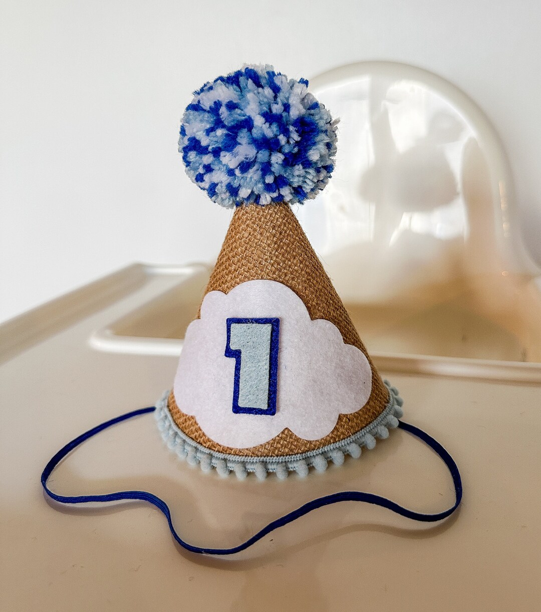 Blue First Birthday Hat, Boy Party Hat, Customizable One Hat, Shades of ...