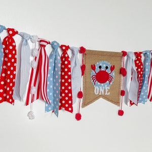 Crab Highchair Banner, 1st Birthday Party Decoration, One Fabric ...