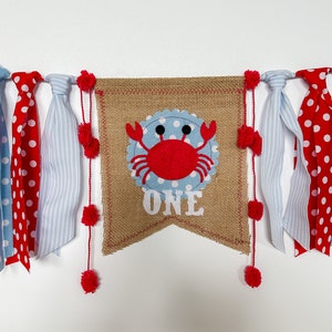 Crab Highchair Banner, 1st Birthday Party Decoration, One Fabric ...