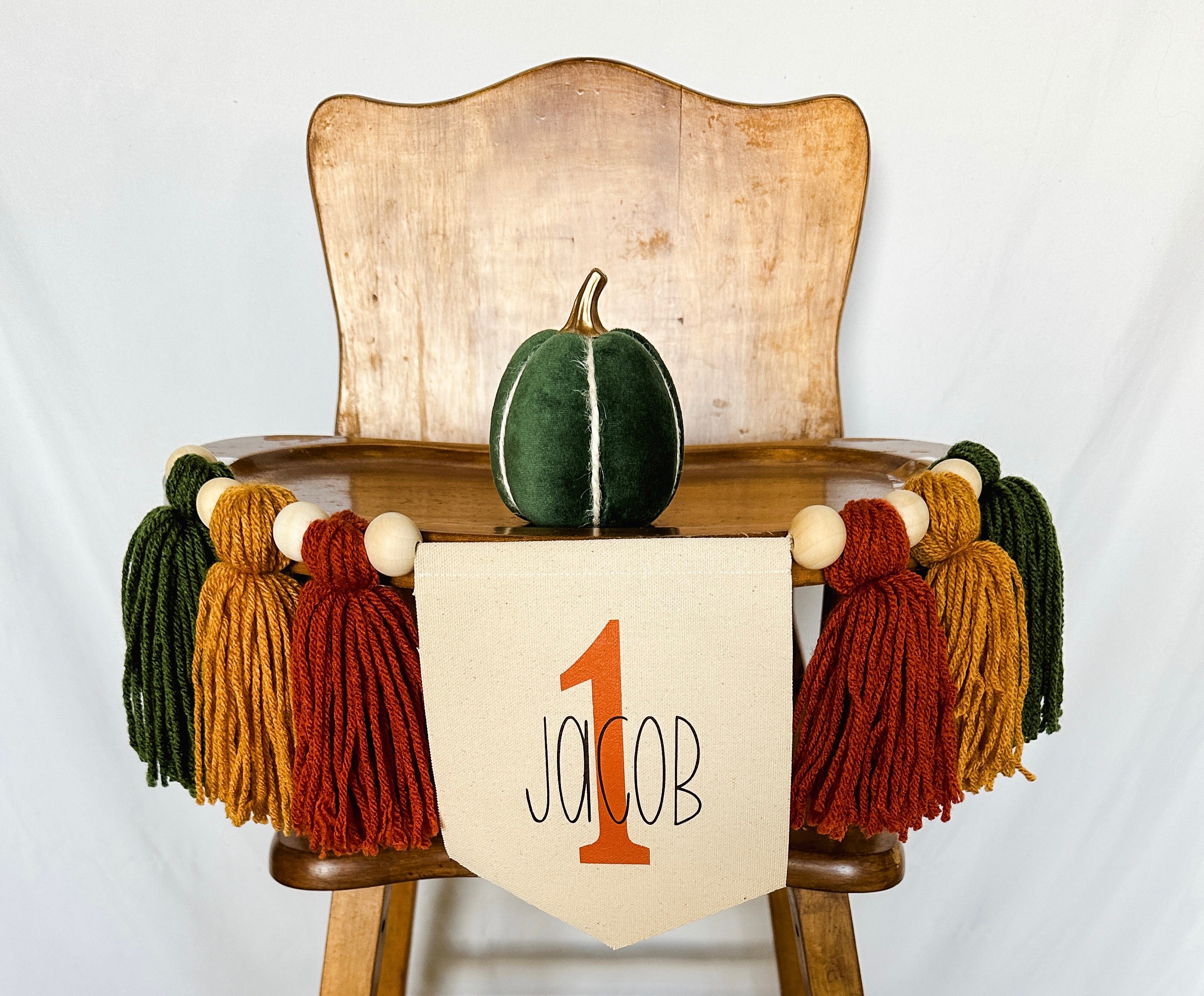 Pumpkin 1st Birthday Highchair Banner, Personalized First Sign, One ...