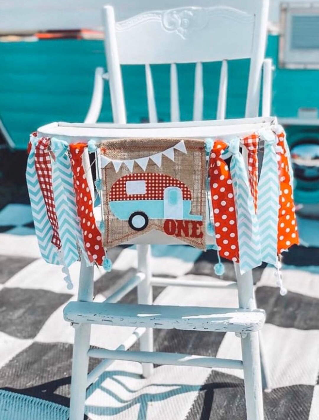 Camping Highchair Banner, 1st Birthday High Chair Sign, One Happy ...