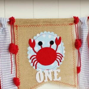 Crab Highchair Banner 1st Birthday Party Decoration One Fabric - Etsy