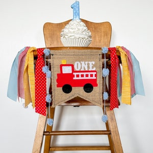 Fire Truck Highchair Banner, First Birthday Party Decor, Fireman 1st ...