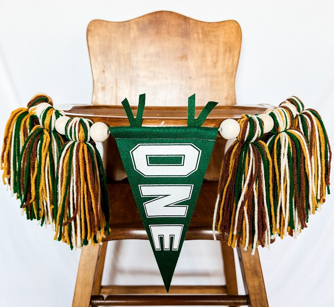 Football First Birthday Highchair Banner, 1st Bday Sports Party Decor ...