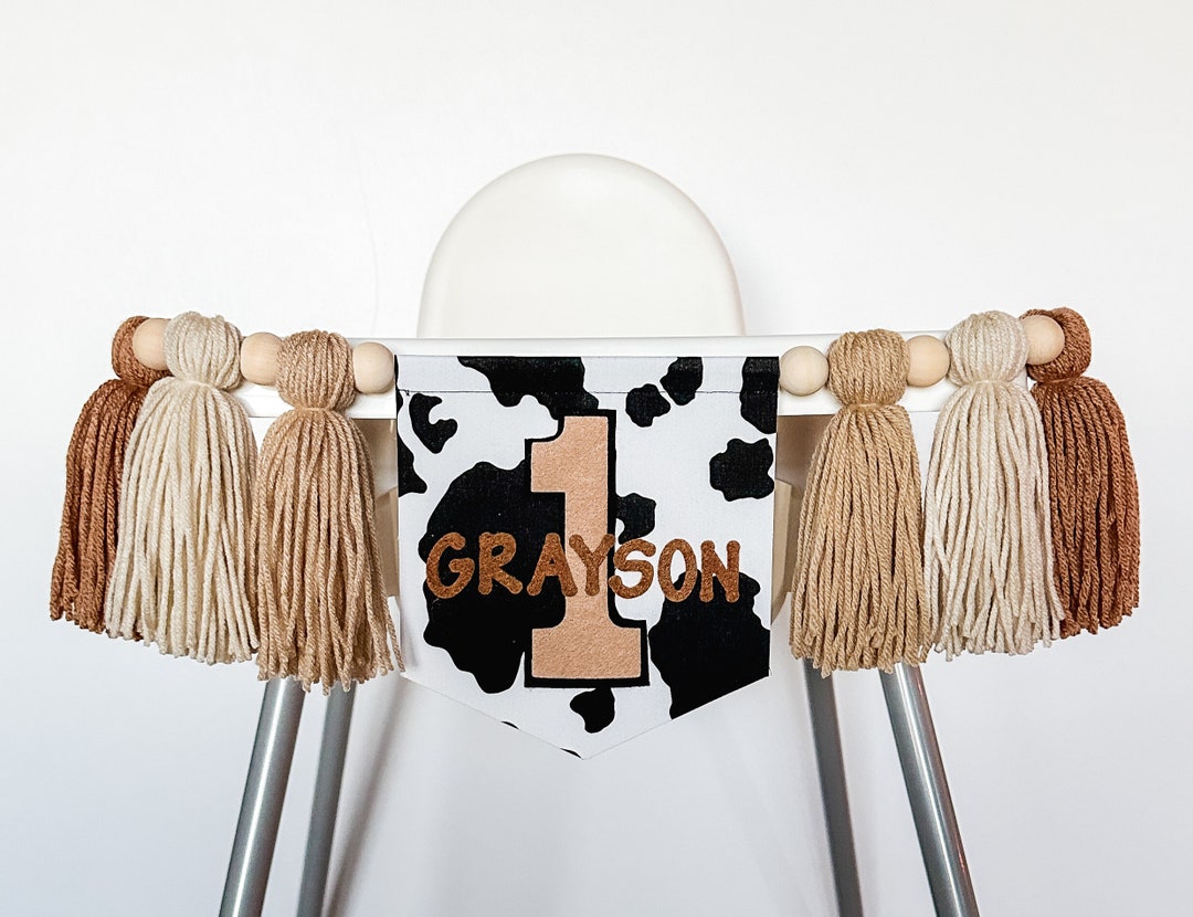 Cowboy 1st Boy Highchair Banner, Personalized First Birthday, One ...