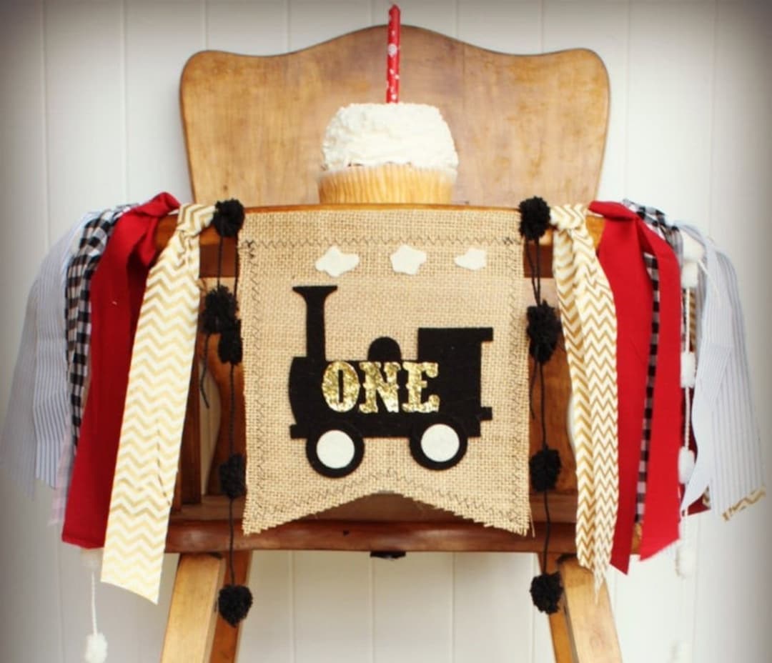 Train First Birthday Highchair Banner, 1st Train Party, Vintage ...