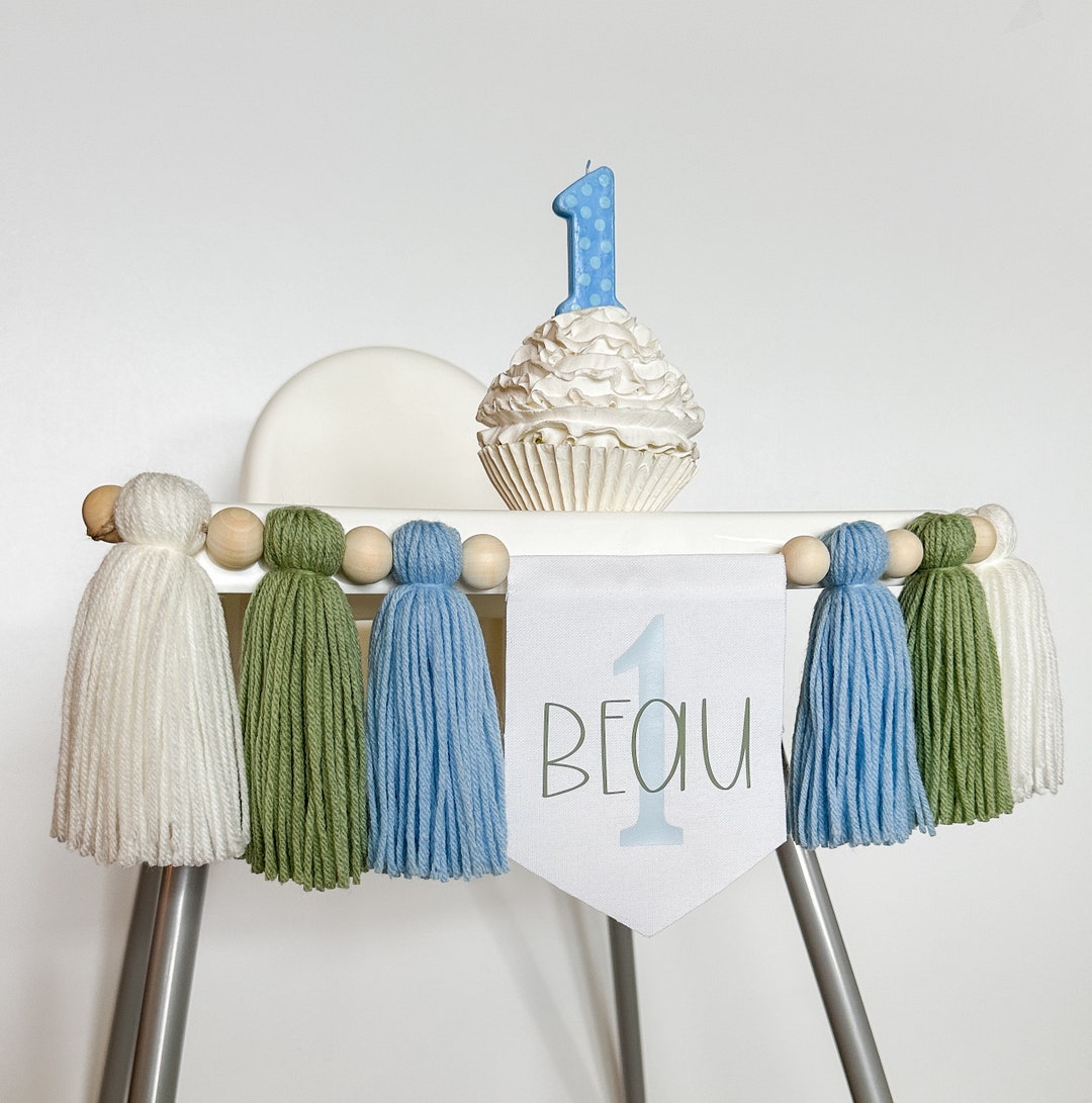Personalized 1st Birthday Highchair Banner, Customized Yarn Tassel ...