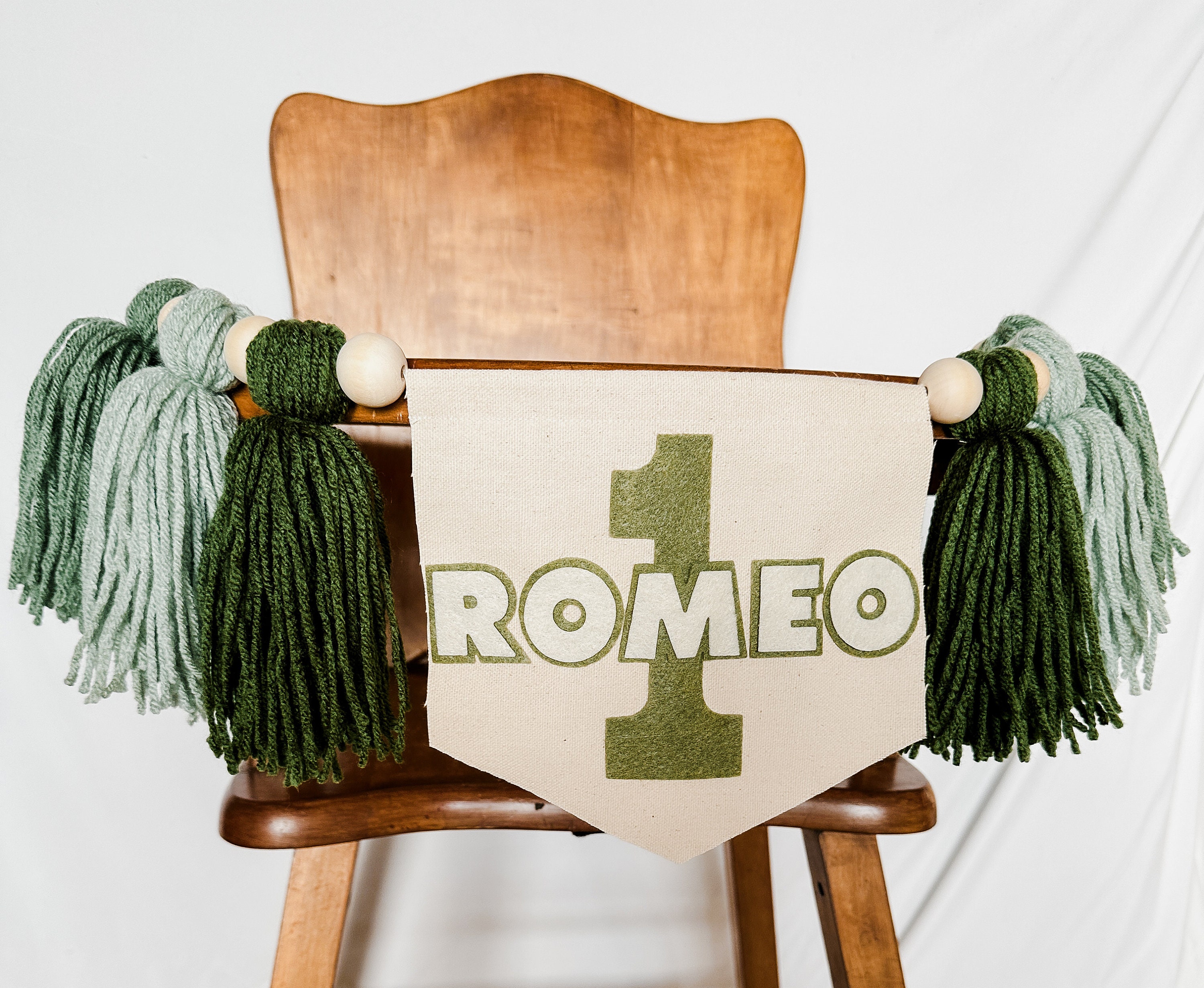 Green 1st Boy Highchair Banner, Personalized First Birthday, One Custom ...