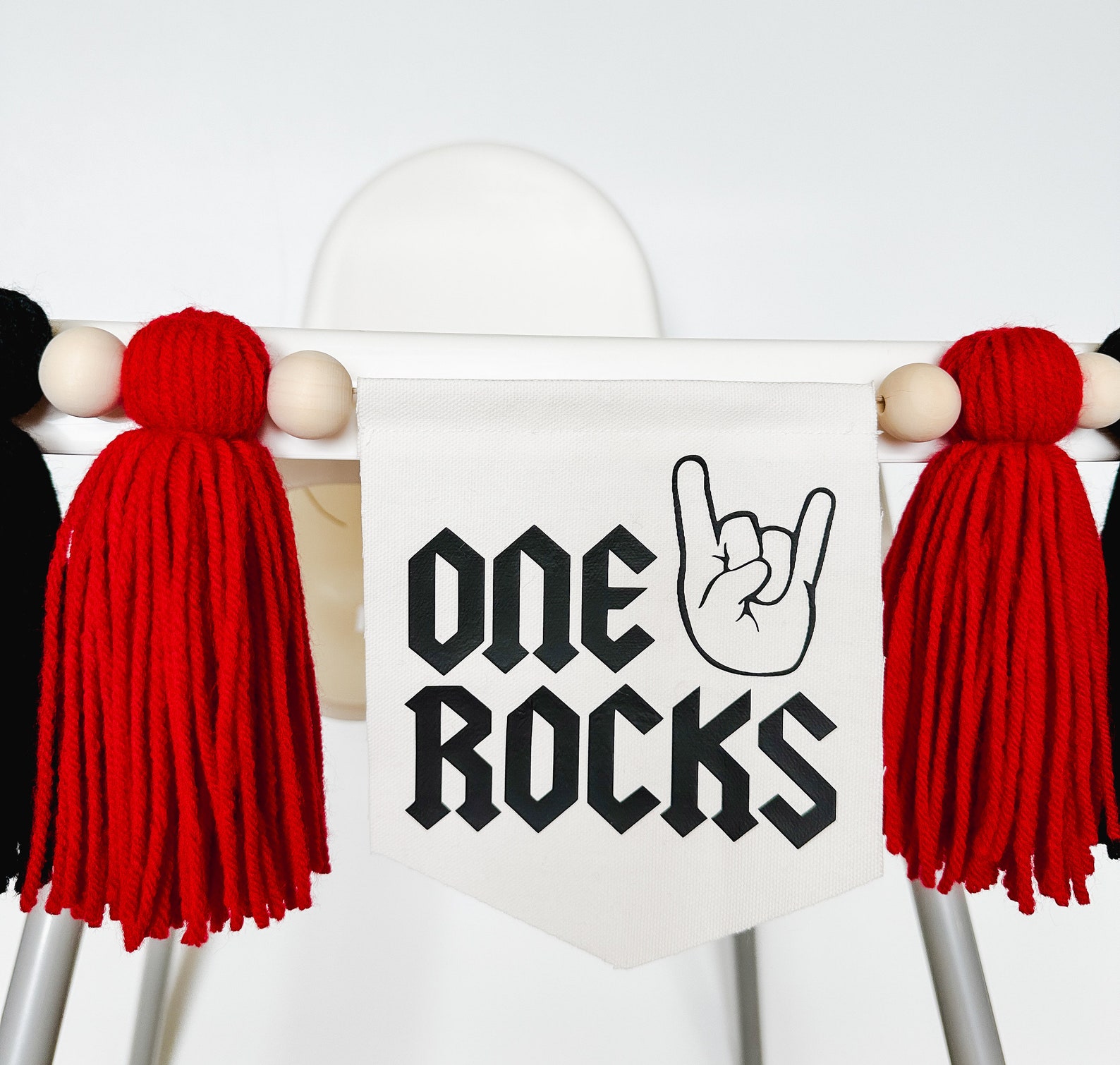 One Rocks First Birthday Highchair Banner, Rockstar 1st Party, Rock N ...