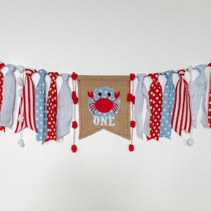 Crab Highchair Banner, 1st Birthday Party Decoration, One Fabric ...