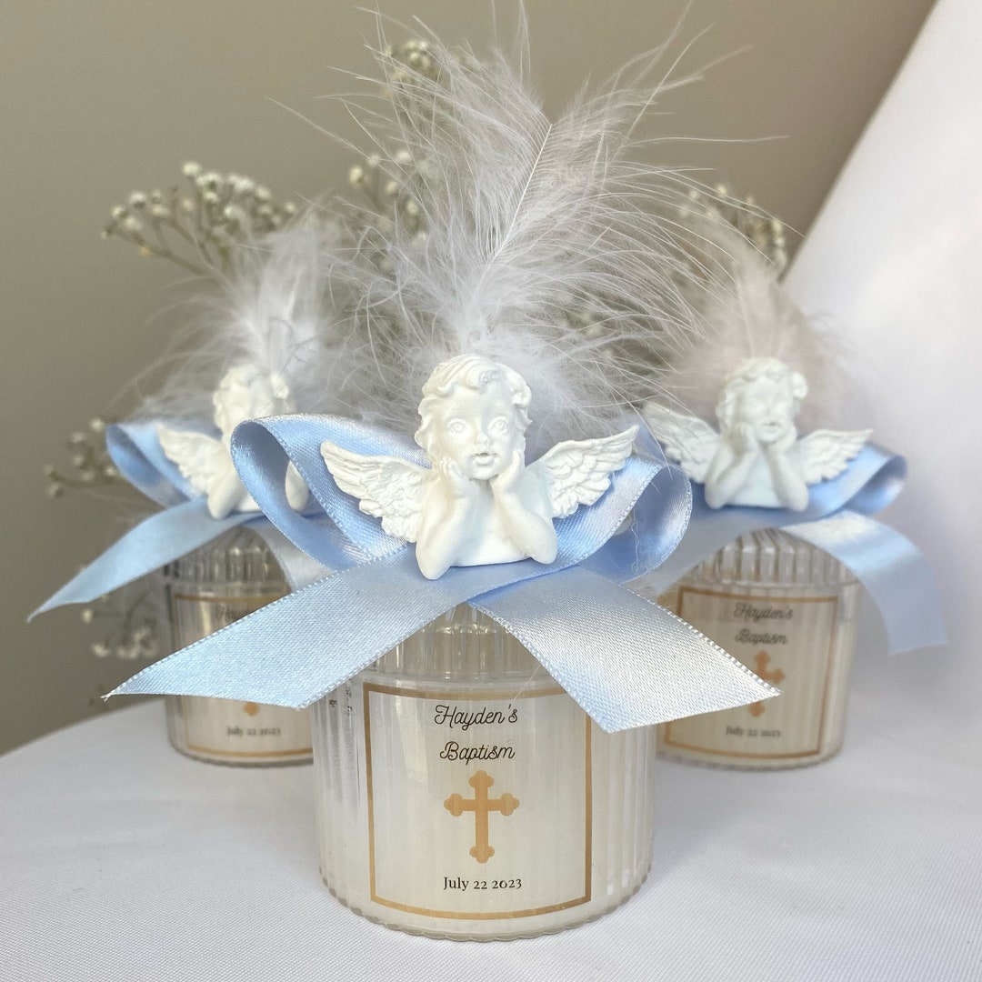 Baptism Favors for Guests, White Angel Candle Favor, Returns Gifts ...