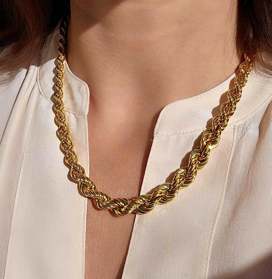 Vintage Twisted Rope Chain Monet 90's Statement Necklace Layering Chain ...