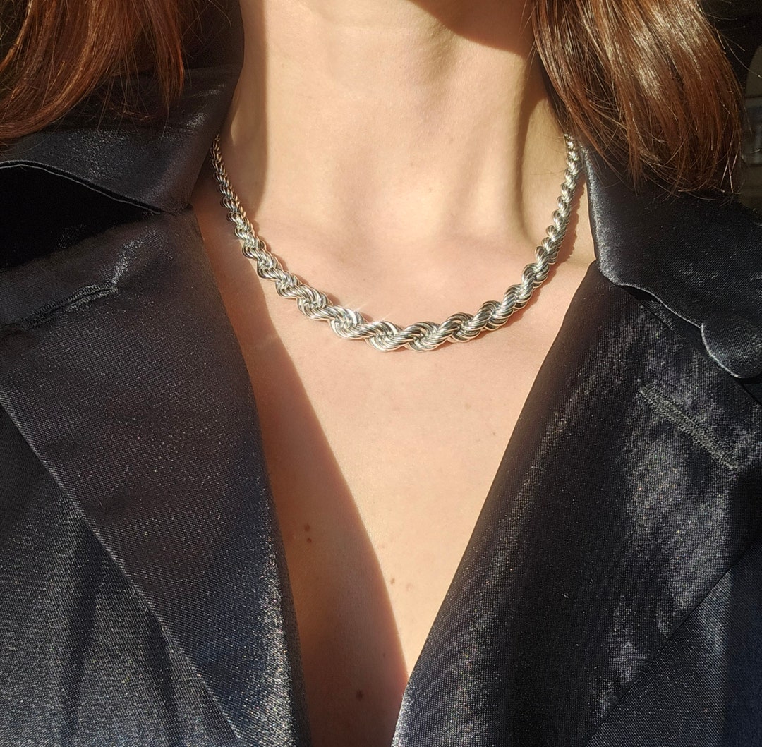 Vintage Twisted Rope Chain Monet 1980s Statement Necklace Layering ...