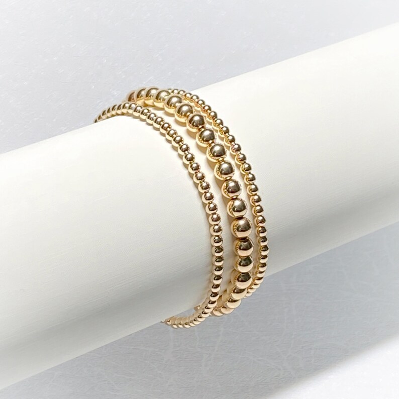 IT'S A STACK 14k Gold Filled Bracelets 3mm and 5mm, Minimalist Jewelry, Stacking Bracelets, Mom ...