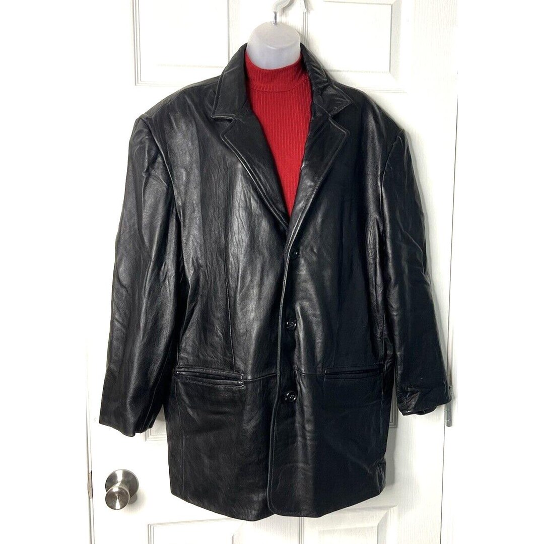 Vintage J. Ferrar Black Lambskin Leather Jacket - 3/4 Length, Large ...