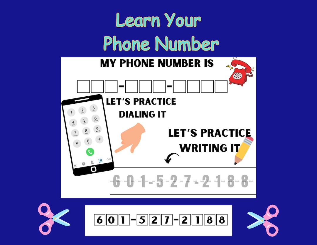 Learn Your Phone Number Activity for Kids | Printable Number Matching ...