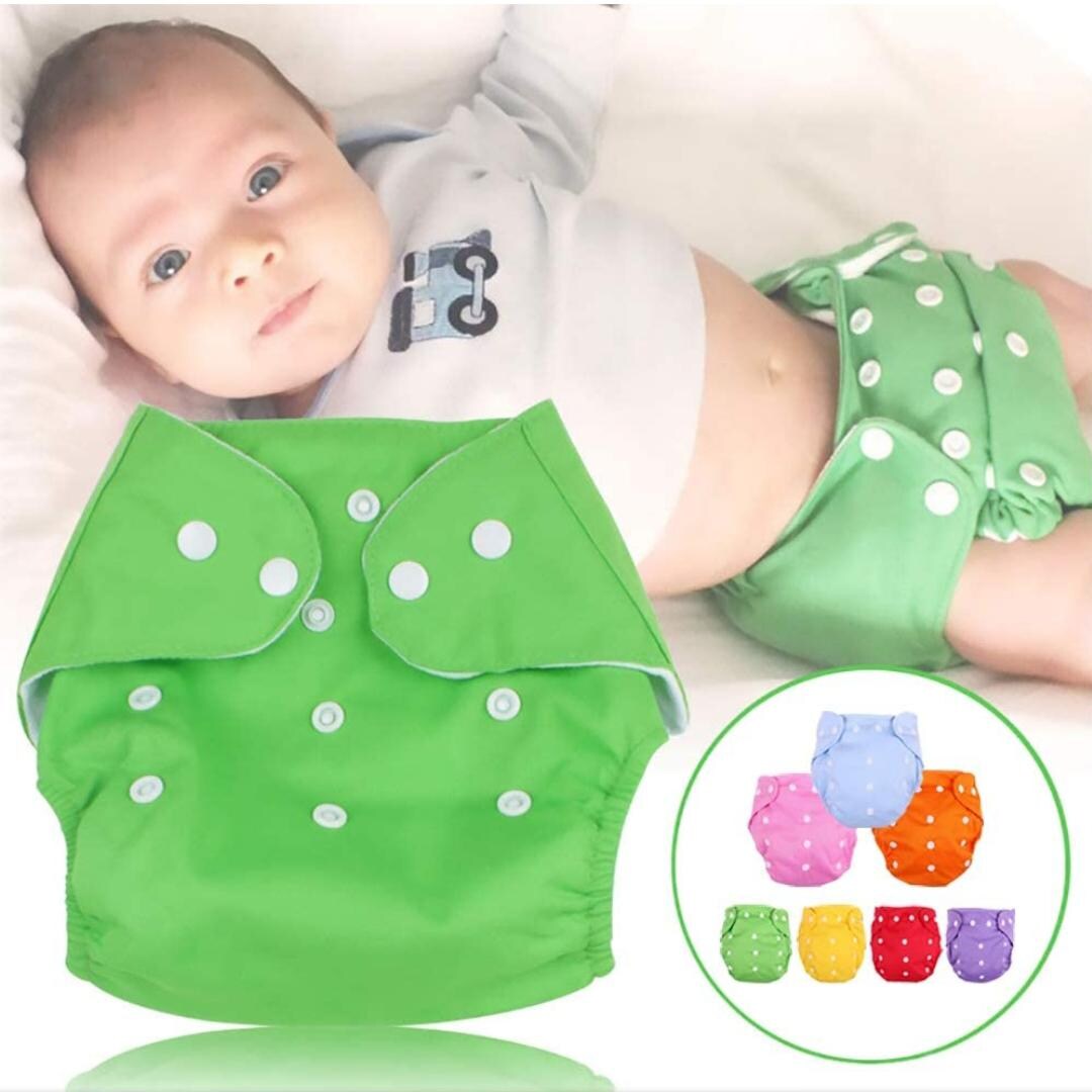 Baby Cloth Diapers 6 Pack With 12 Inserts One Size Adjustable Washable ...
