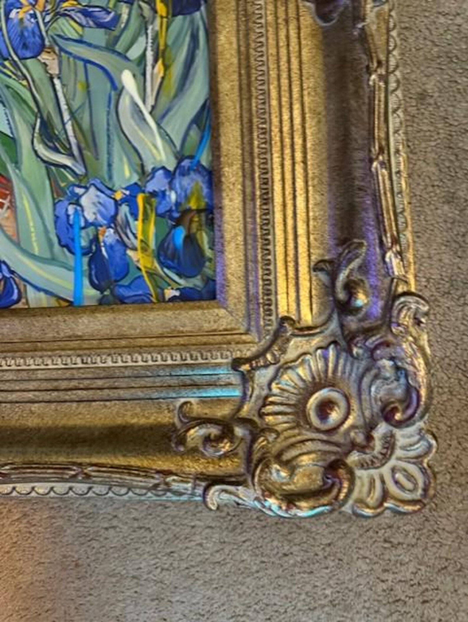 Large Framed Van Gogh Lilies Hand Embellished Peter Max Jim Warren ...