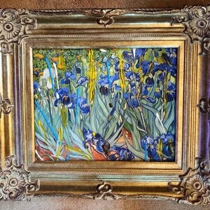 Large Framed Van Gogh Lilies Hand Embellished Peter Max Jim Warren ...
