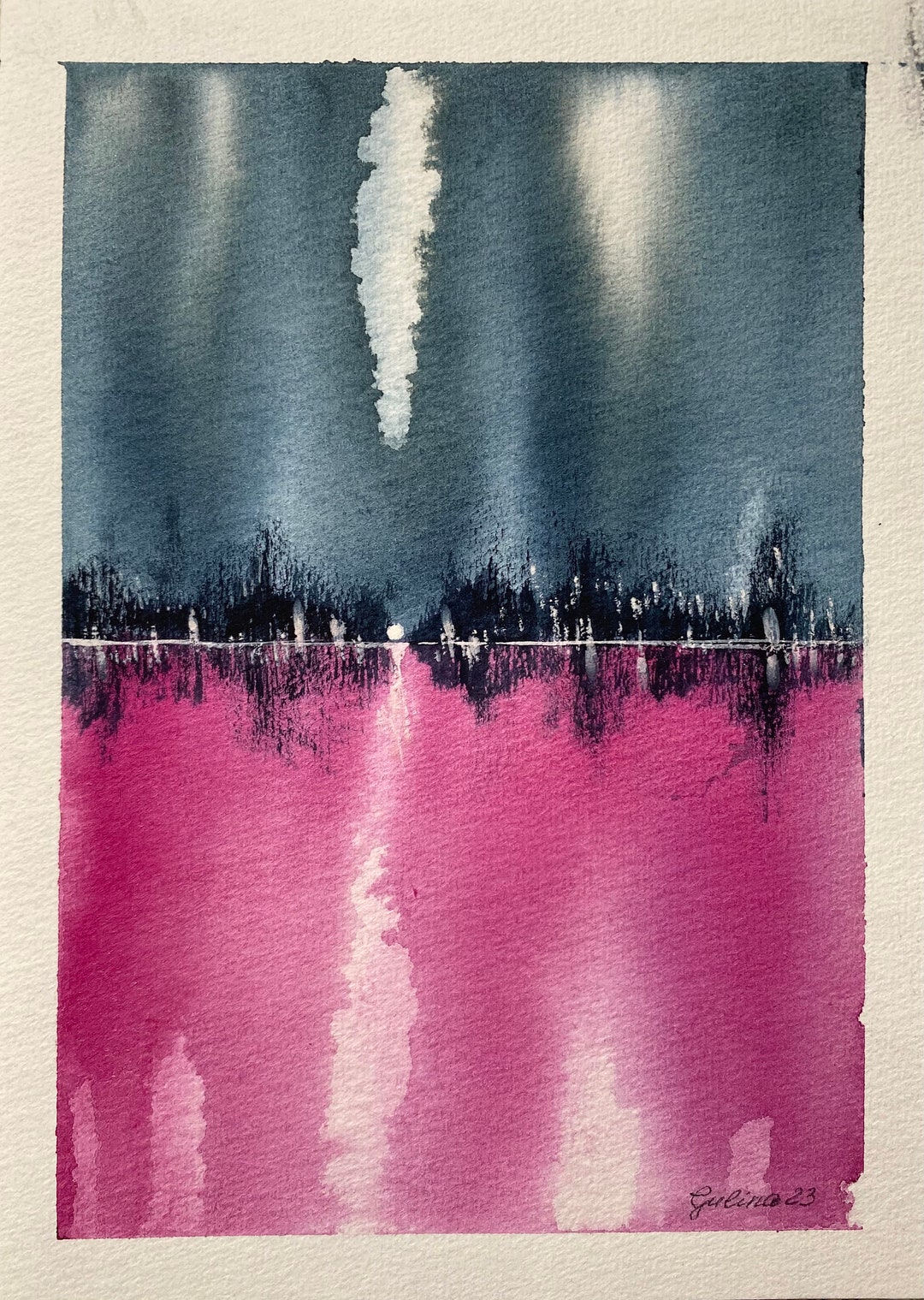 Original Watercolor Signed Gulina 2023 landscape 5.8 X 8.3'' - Etsy