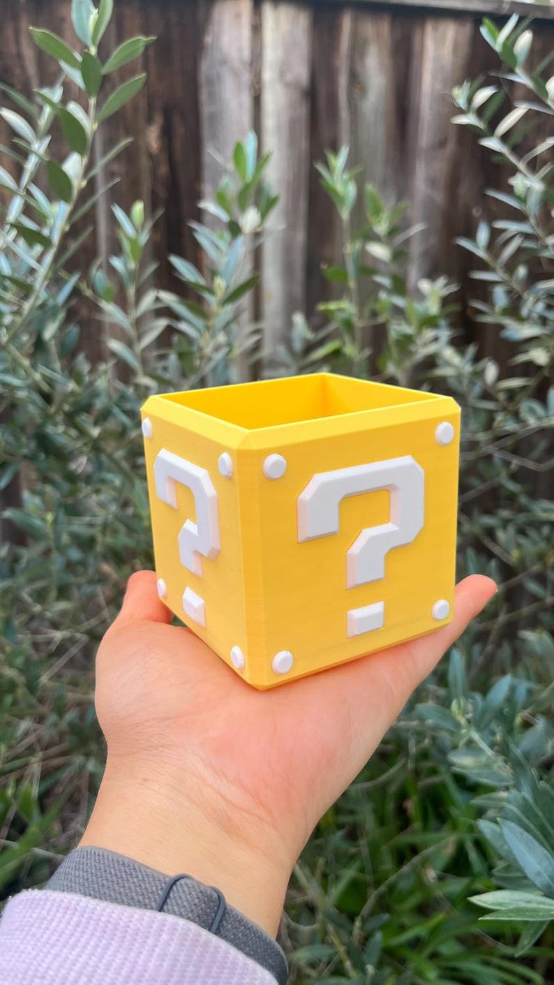 Mario Question Block Stationery Holder: Gaming Desk Decor - Etsy