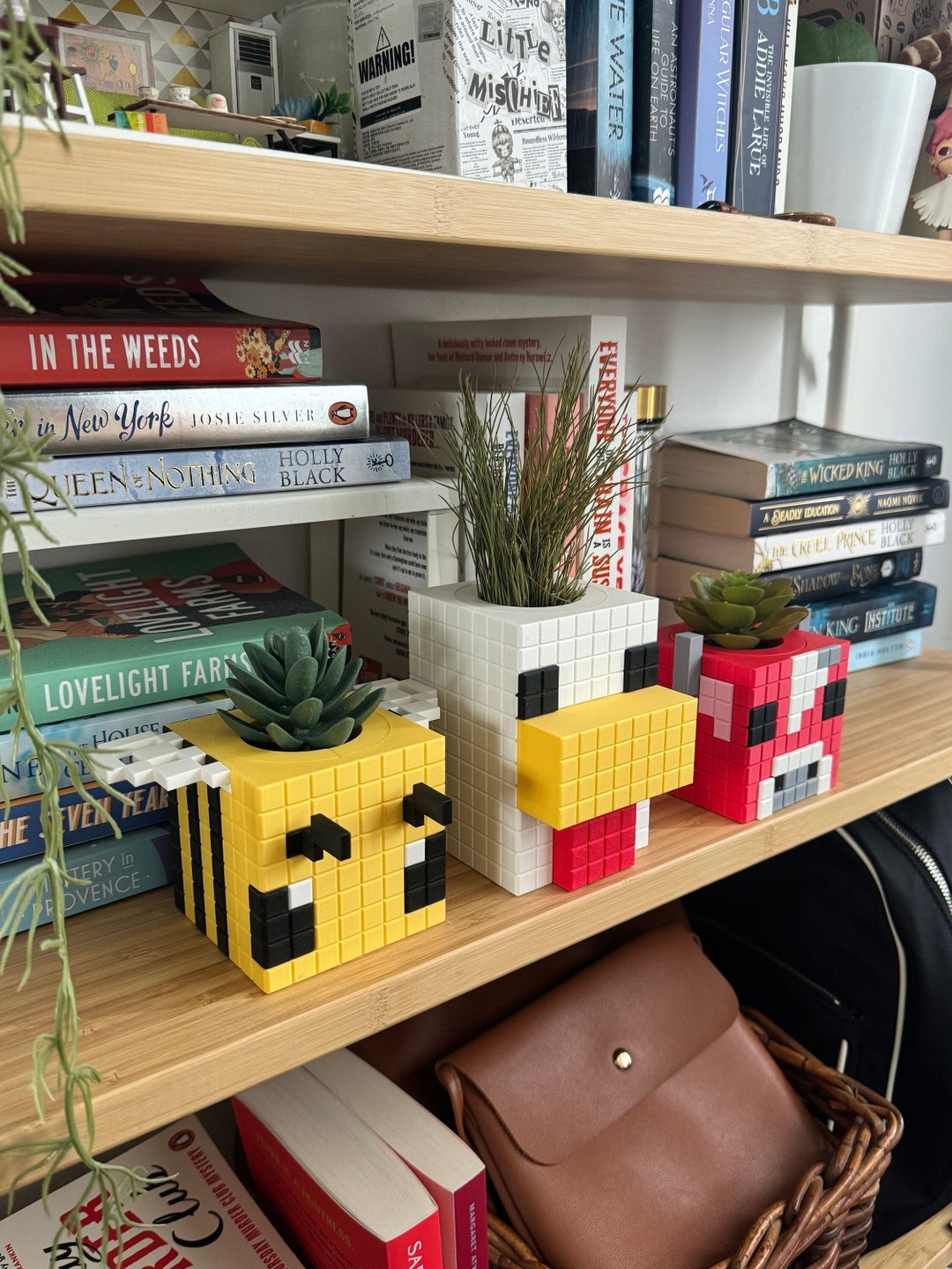 Minecraft Plant Pots Chicken, Bee, Mooshroom Cow Retro Cozy Gaming Kids ...