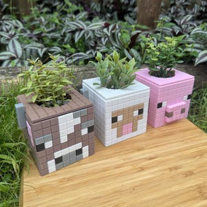 Minecraft Stationery Holders OR Decorative Plant Pot - Cow, Pig, Sheep ...