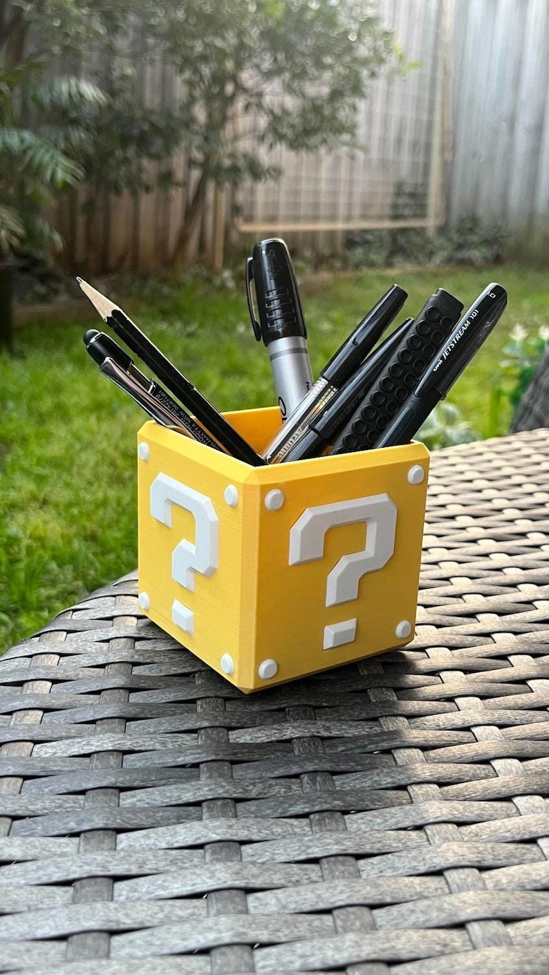 Mario Question Block Stationery Holder: Gaming Desk Decor - Etsy