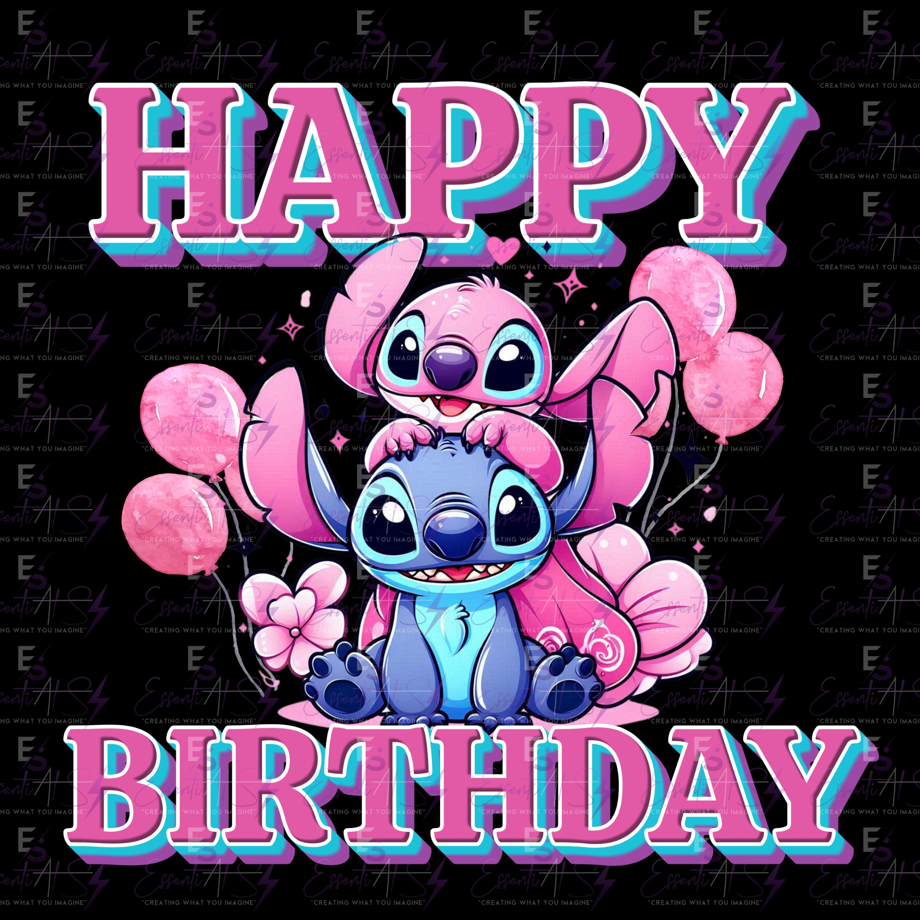 Happy Bday DTF , Stitch & Angel Birthday Png , Sublimation - Etsy