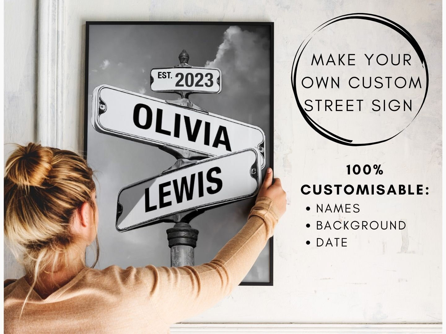 Family Personalized Name Vintage Street Sign, Canvas Print, Custom Name ...
